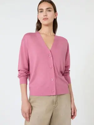 Max Mara Wool, Silk, And Cashmere V-neck Cardigan