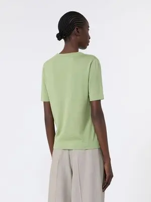 Max Mara Short-sleeved Crewneck Sweater In Wool, Silk, And Cashmere