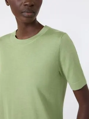 Max Mara Short-sleeved Crewneck Sweater In Wool, Silk, And Cashmere
