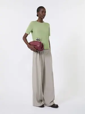 Max Mara Short-sleeved Crewneck Sweater In Wool, Silk, And Cashmere