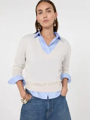 Max Mara Wool, Silk And Cashmere V-neck Sweater
