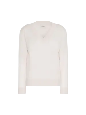 Max Mara Max Mara Wool, Silk And Cashmere V-Neck Sweater Ivory
