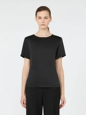 Max Mara Satin Crew-neck T-shirt With Keyhole Detail