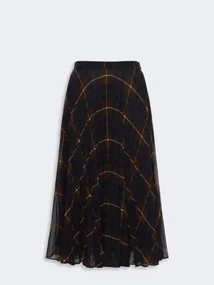 Max Mara Plissé Pleated Georgette Blend Skirt - Blue Brown