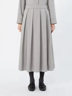 Max Mara Cotton Satin Pleated Midi Skirt