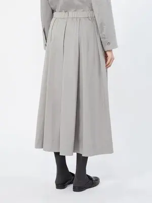 Max Mara Cotton Satin Pleated Midi Skirt