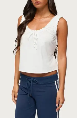 EDIKTED Edyth Tie Front Cotton Tank