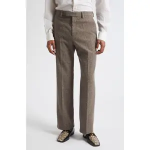 Valentino Garavani Tailored Straight Leg Wool Blend Trousers - Grey Multi