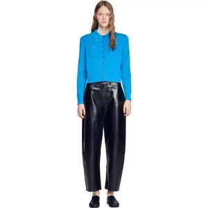 Sandro Cardigan With Metal Buttons - Blue