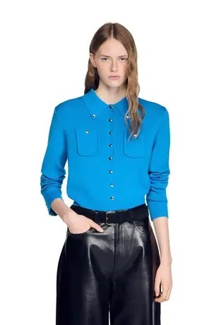 Sandro Cardigan With Metal Buttons
