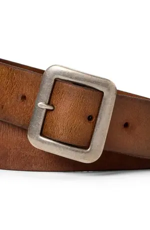 Double Rl Hand Burnished Leather Belt