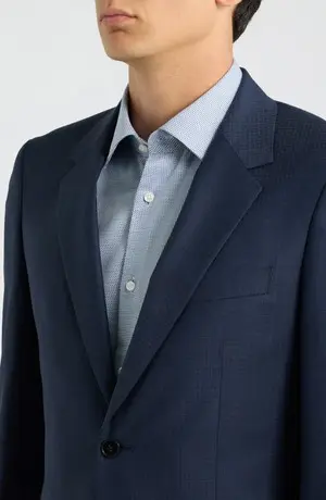 BOSS Houston Slim Fit Navy Stretch Wool Blend Suit