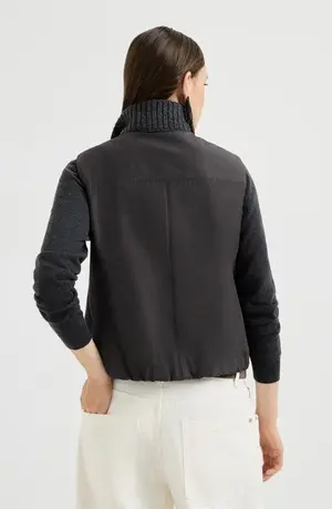 Brunello Cucinelli Cashmere Feather Yarn Knit Down Vest With Monili