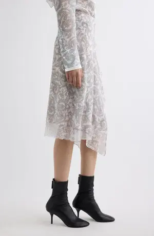 Acne Studios Inouka Paisley Silk Midi Skirt - Light Beige