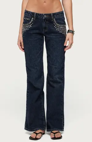 EDIKTED Tyler Stud Bootcut Jeans