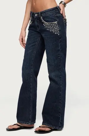 EDIKTED Tyler Stud Bootcut Jeans