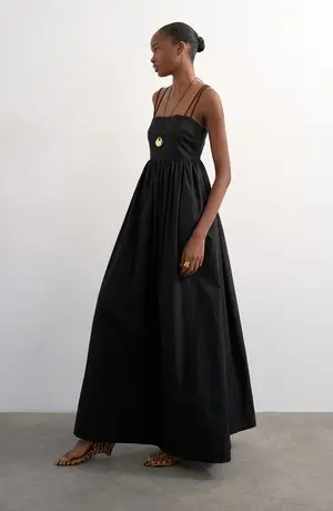 Topshop Strappy Open Back Cotton Maxi Dress