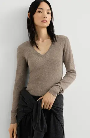 Brunello Cucinelli Sparkling Cashmere Ribbed Sweater