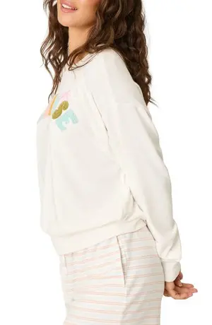 PJ Salvage Paradise Bouclé Sweatshirt And Striped Shorts Lounge Set