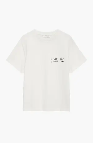 ANINE BING I See You I Love You" Cropped Cotton T-shirt