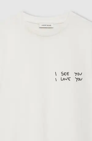 ANINE BING I See You I Love You" Cropped Cotton T-shirt