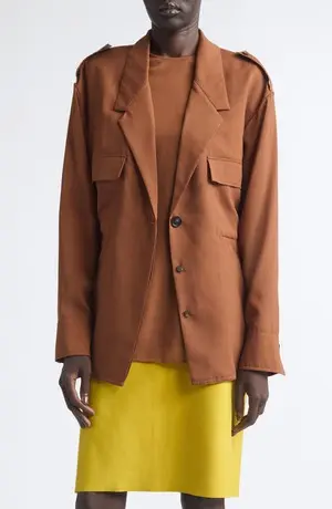 FERRAGAMO Single-breasted Belted Virgin Wool Blazer - Cognac