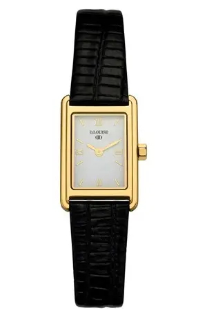 D.LOUISE Classic Leather Strap Watch - Black