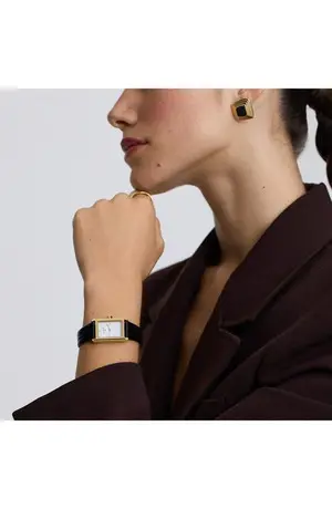 D.LOUISE Classic Leather Strap Watch