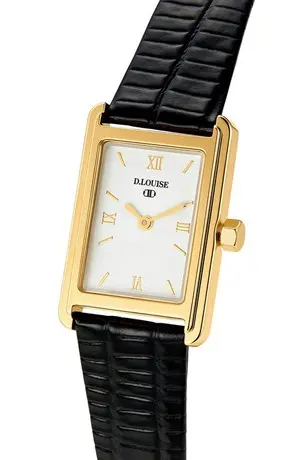 D.LOUISE Classic Leather Strap Watch