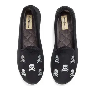 DEARFOAMS Halloween Velour Closed Back Slippers - Black