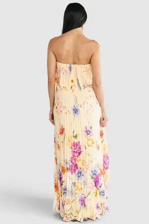 BALTIC BØRN Bloom Pleated Strapless Maxi Dress