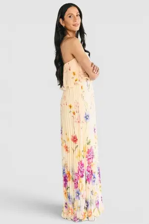 BALTIC BØRN Bloom Pleated Strapless Maxi Dress