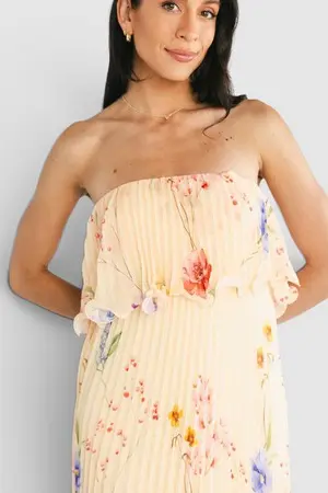 BALTIC BØRN Bloom Pleated Strapless Maxi Dress
