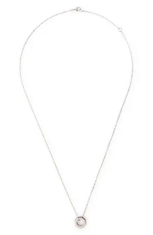 Off-White Hex Nut Lab Grown Black Diamond Pendant Necklace - Silver