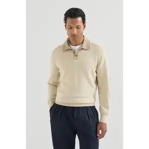Brunello Cucinelli Cashmere Knit Polo With Suede Collar