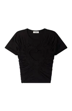 Sandro Ruched Heart Cropped T-shirt