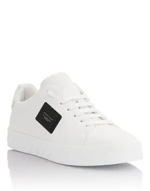Philipp Plein Nappa Leather Low-top Sneakers With Plaque - White