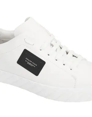 Philipp Plein Nappa Leather Low-top Sneakers With Plaque - White