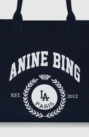 ANINE BING Leo Collegiate Canvas Tote - Blue