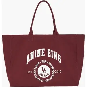 ANINE BING Leo Collegiate Canvas Tote - Fig