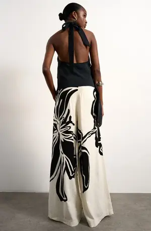 Topshop Floral Placement Palazzo Pants