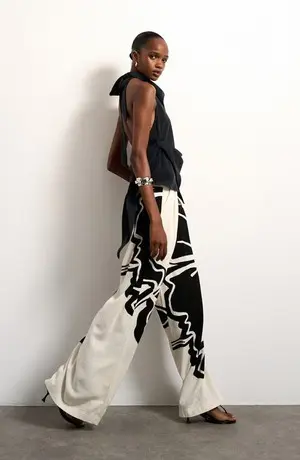 Topshop Floral Placement Palazzo Pants