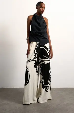 Topshop Floral Placement Palazzo Pants