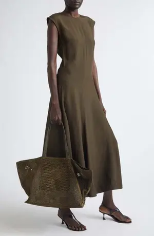 Proenza Schouler Hammered Viscose Jewel Neck Dress