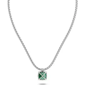 Off-White Malachite Arrow Square Pendant Necklace