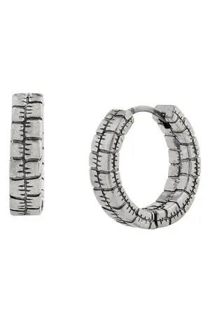 ALLSAINTS Croc Embossed Huggie Hoop Earrings - Warm Silver