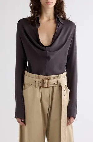 Acne Studios Shaydana Silk Georgette Top - Graphite Grey
