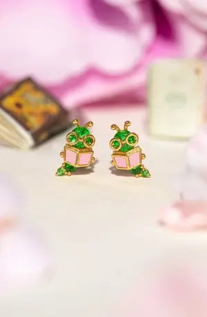 GIRLS CREW Bookworm Stud Earrings - Gold
