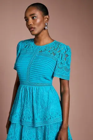 Coast Tiered Lace Midi Dress