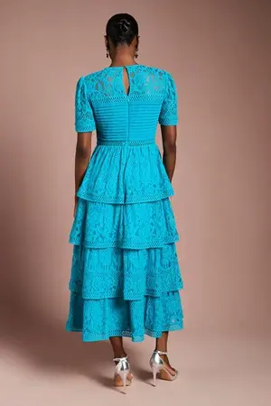 Coast Tiered Lace Midi Dress
